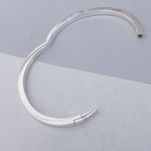 Silver Hinged Bangle Bracelet, Polished Open Bangle, Unique Bracelet ...
