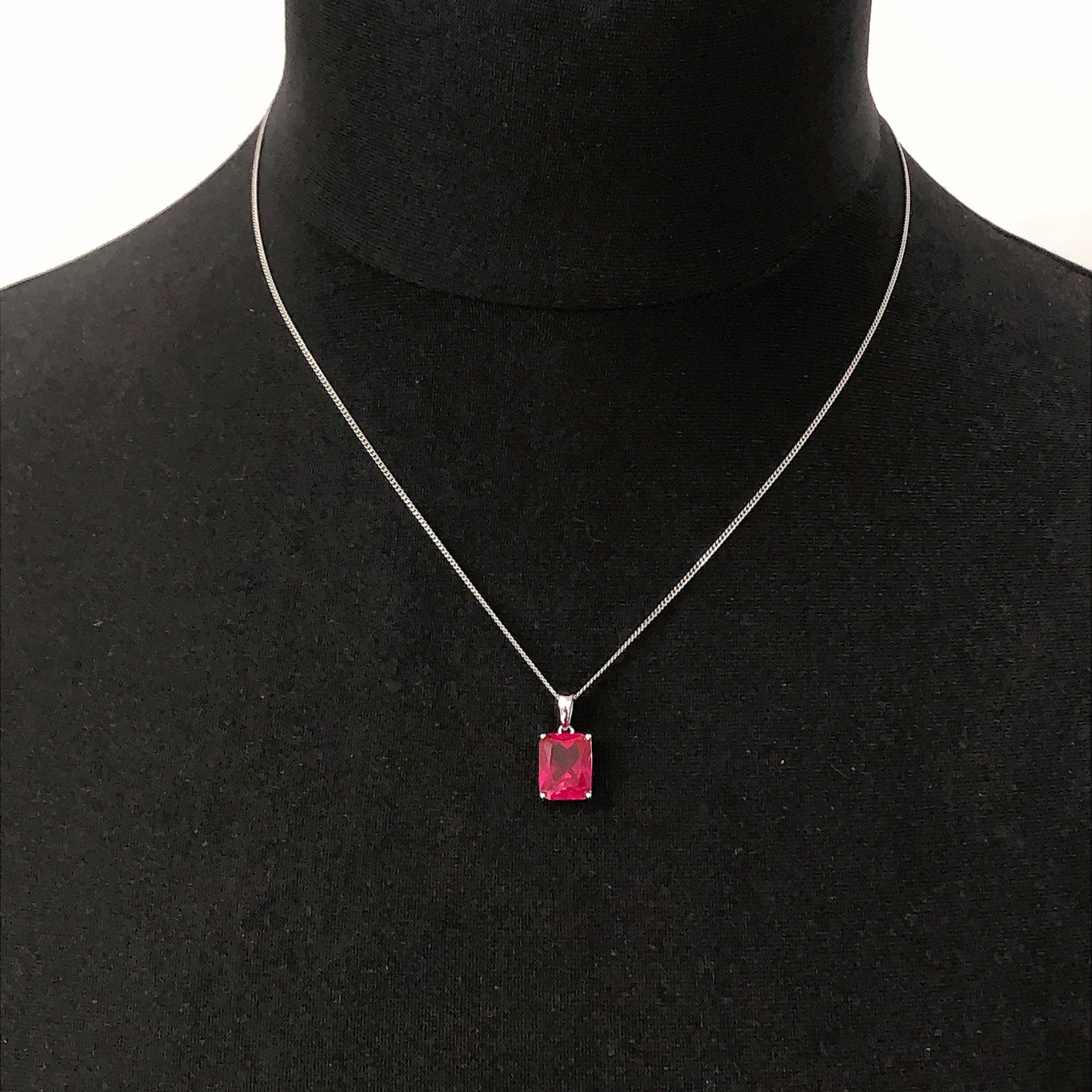 MIA Rectangle Ruby Necklace, July Birthstone, Sterling Silver Necklace ...