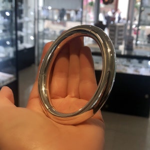 Doughnut Sterling Silver Round Bangle Bracelet, Statement Large Bangle ...