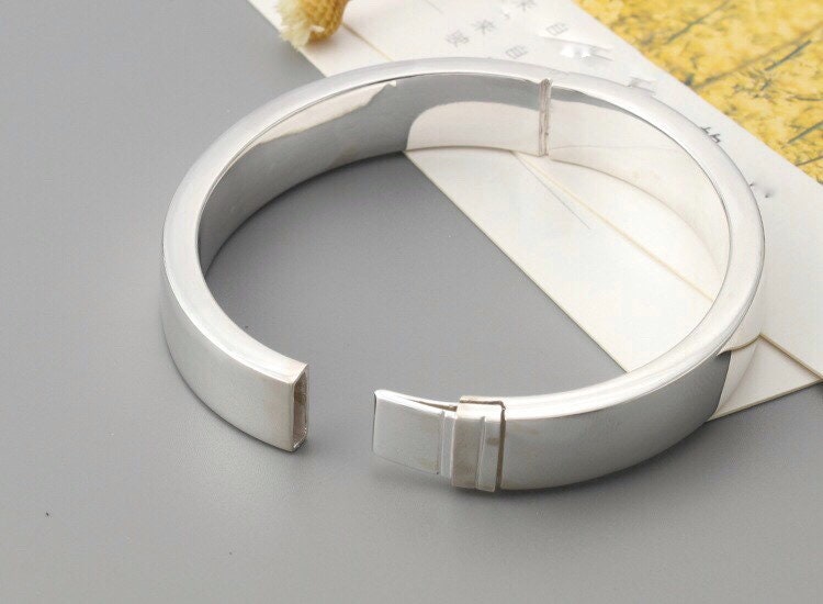 Sterling Silver Hinged Bangle bracelet Polished open bangle | Etsy