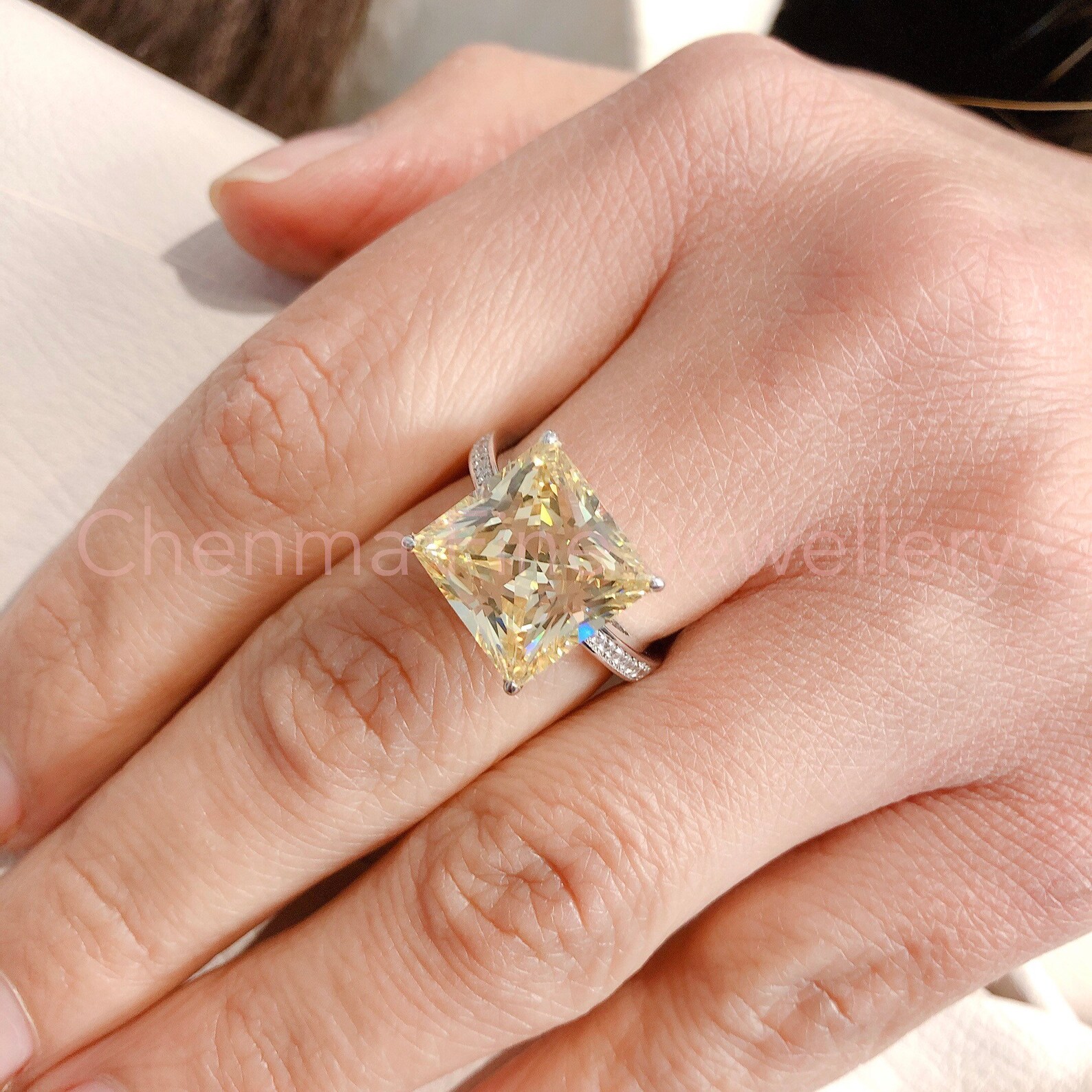 GRAND Citrine Ring Sterling Silver Ring Square Citrine | Etsy