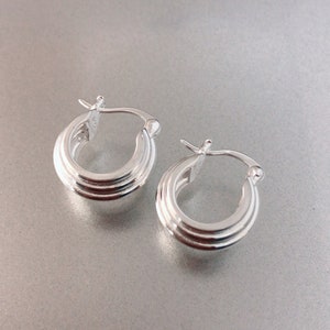 Sterling Silver Small Hoop Earrings, Morden Loop Earring Studs, Unique ...