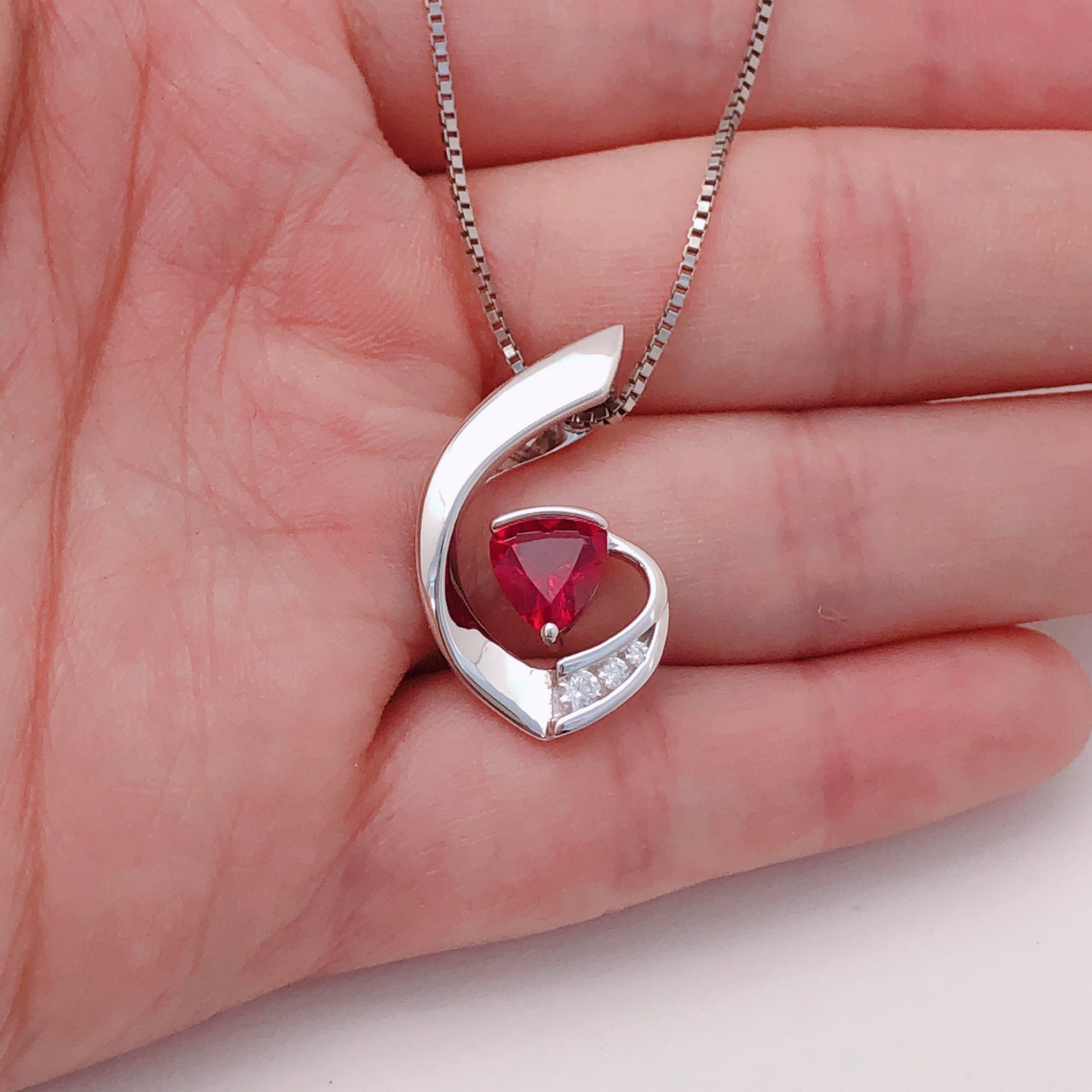 DAZZLE Ruby Necklace. Sterling Silver Gemstone Necklace, 40th Wedding ...