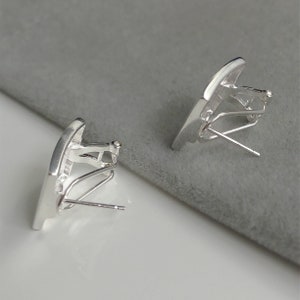 Square Statement Sterling Silver Earrings, Modern Plain Jewellery, Funky Earrings, Genuine ...