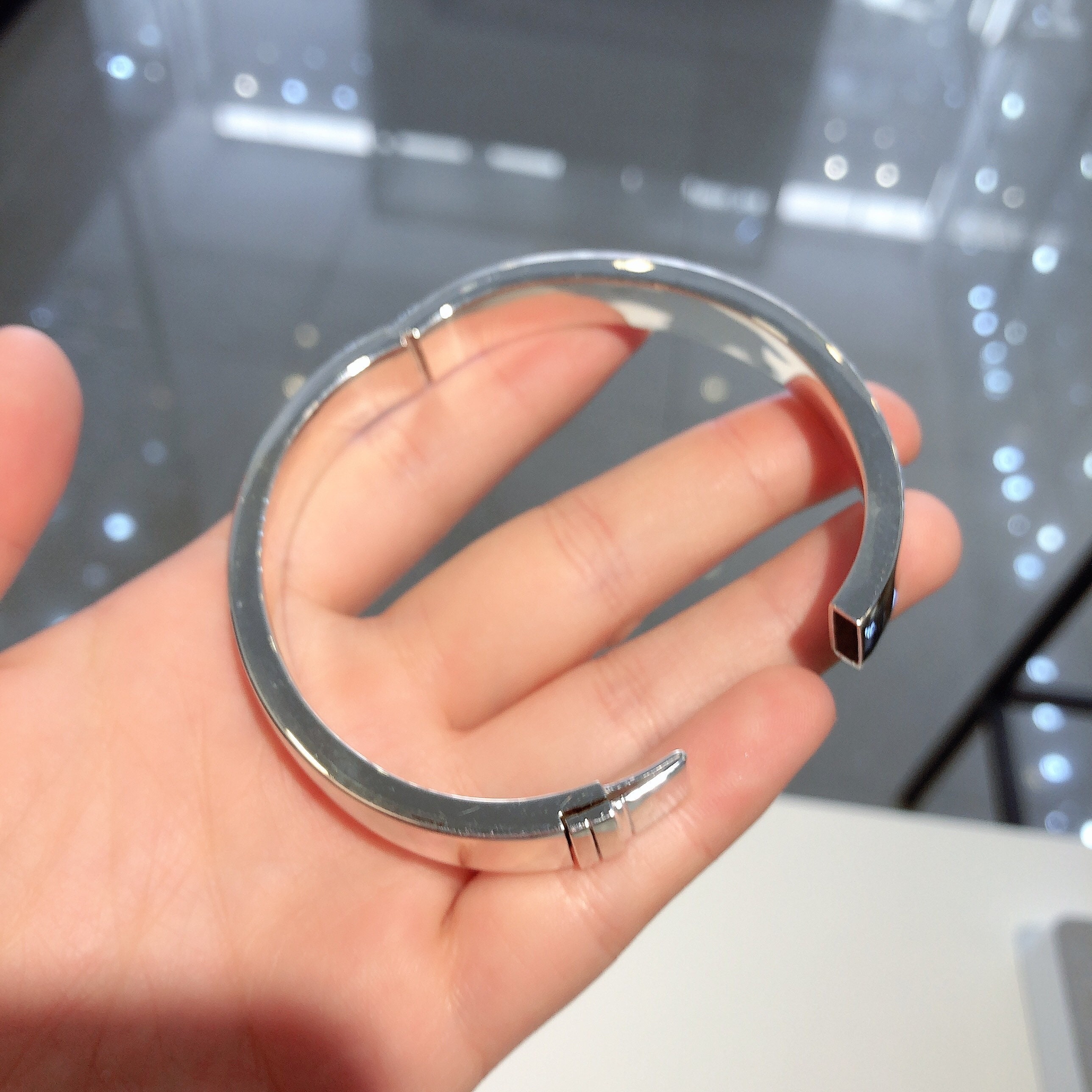 Sterling Silver Hinged Bangle Bracelet, Polished Open Bangle, Chunky ...