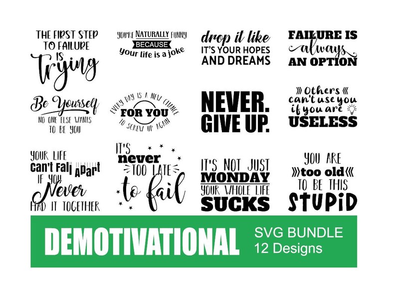 SVG Demotivational Quotes Bundle Funny Quotes Digital - Etsy