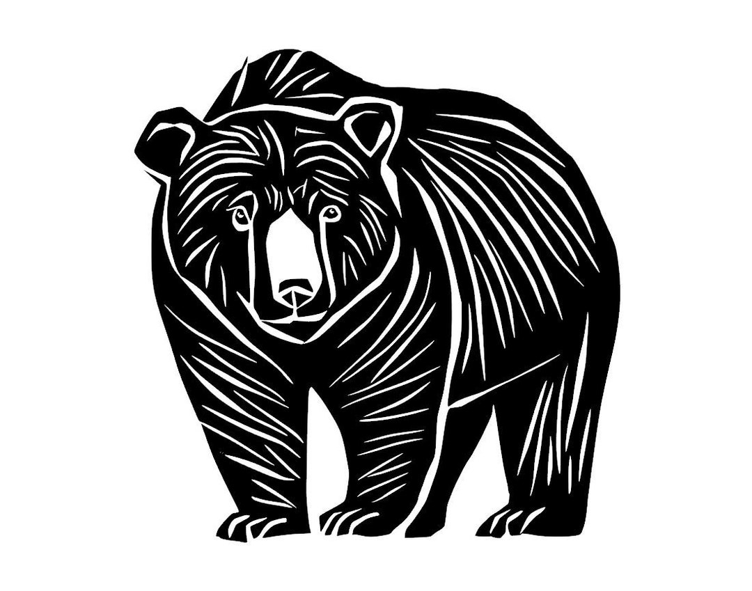 SVG - Bear Linocut - Digital Download - Cutting File - Etsy UK