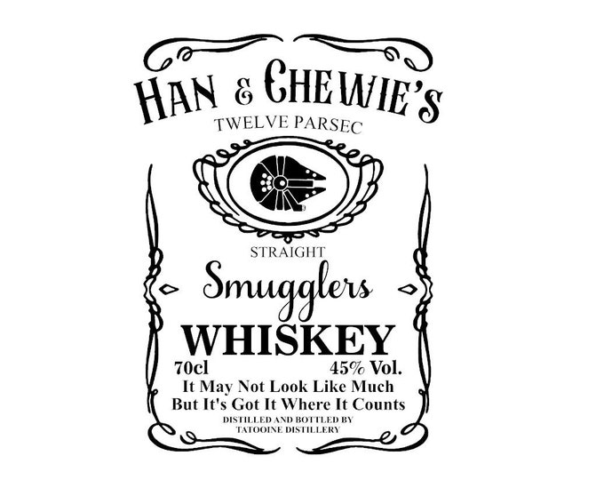 Han and Chewie's Twelve Parsec Straight Smugglers Whiskey Fan Tee Shirt ...