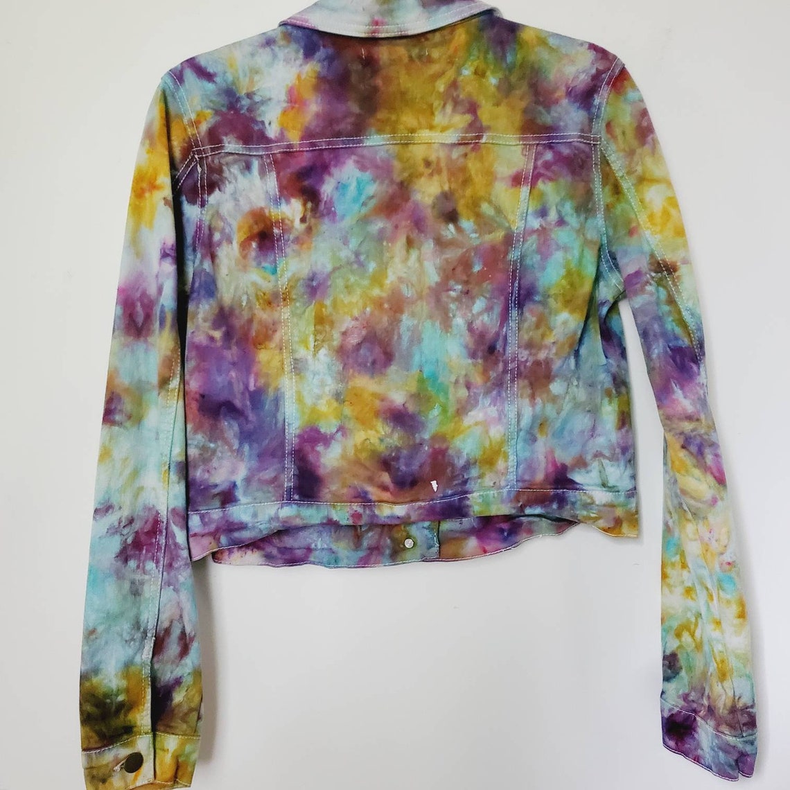 Vintage Cropped Denim Jacket, Tie Dye Jean Jacket, Colorful 90s ...
