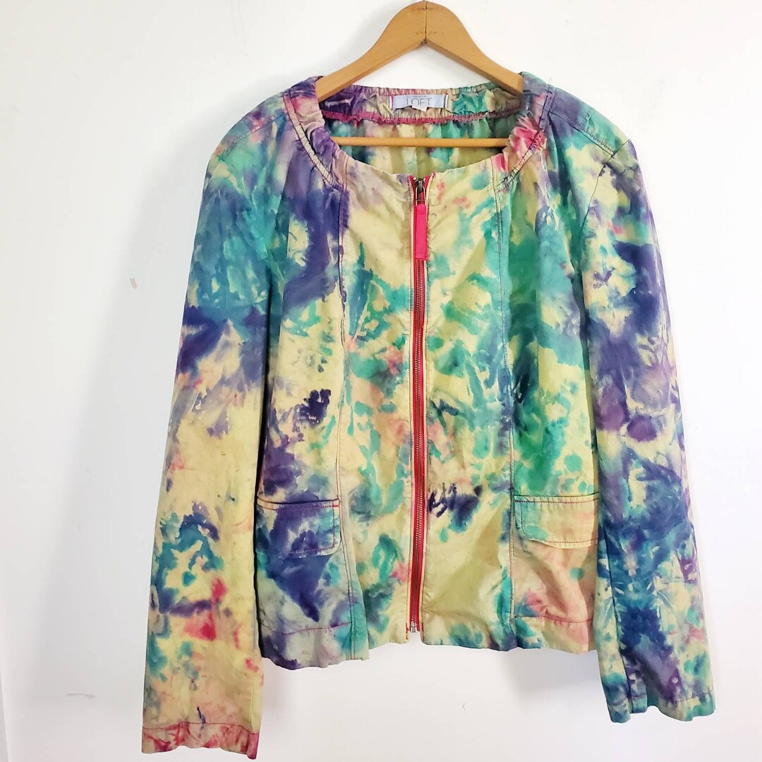 Ice Dye Pastel Cotton Jacket: Hand Dyed Lightweight Coat (women's XL ...
