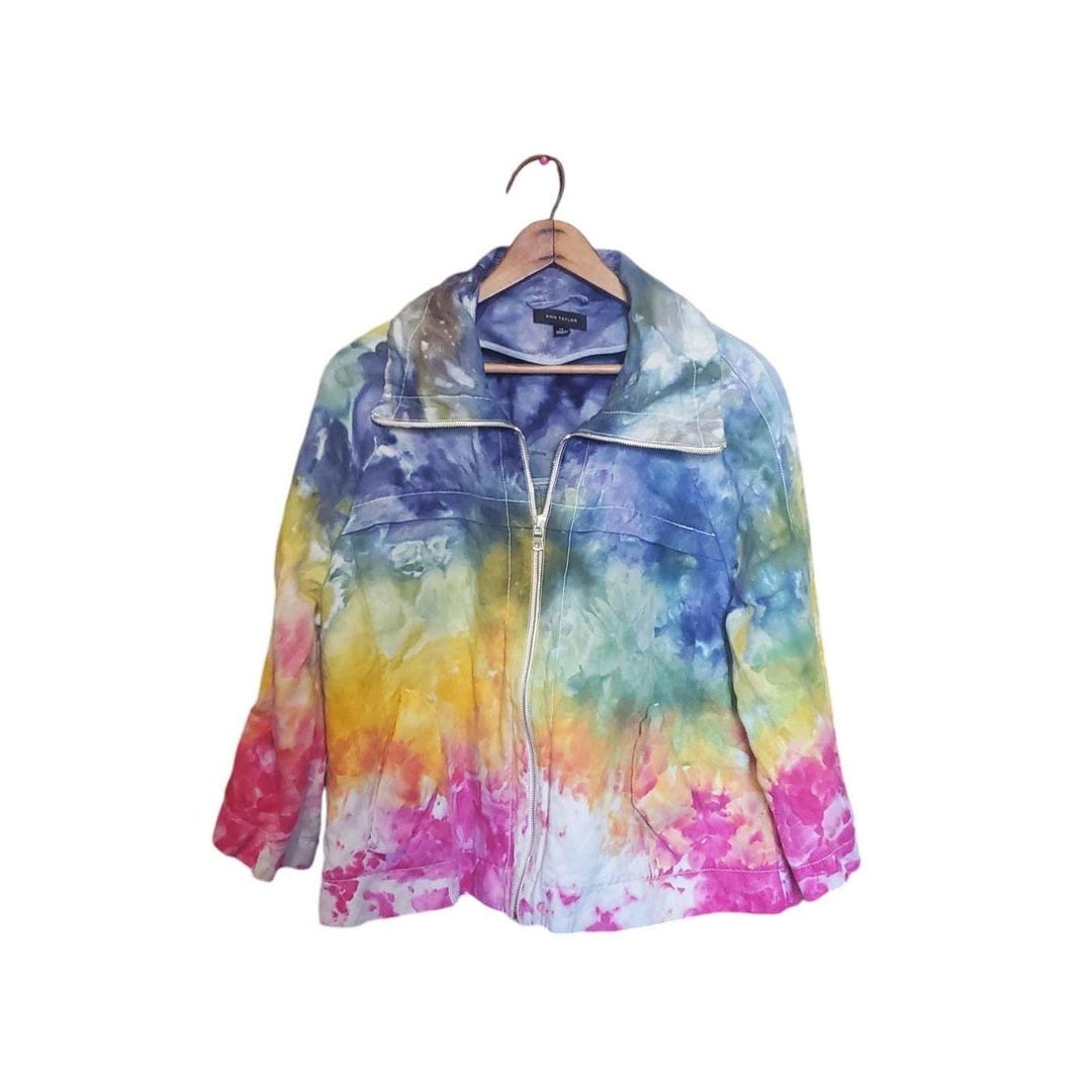 Hand-dyed Rainbow Linen Blend Jacket - Women's Size 14 Large - Etsy
