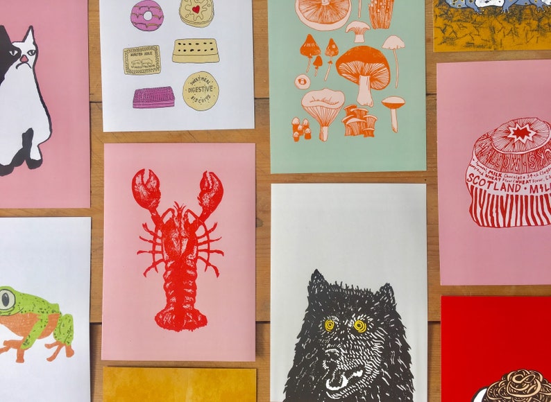 Wolf Lino Cut Linoprint Art Print - Etsy UK