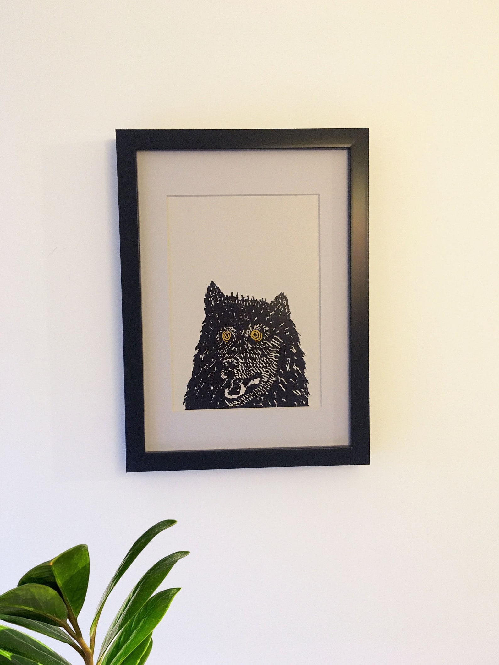 Wolf lino cut linoprint art print | Etsy