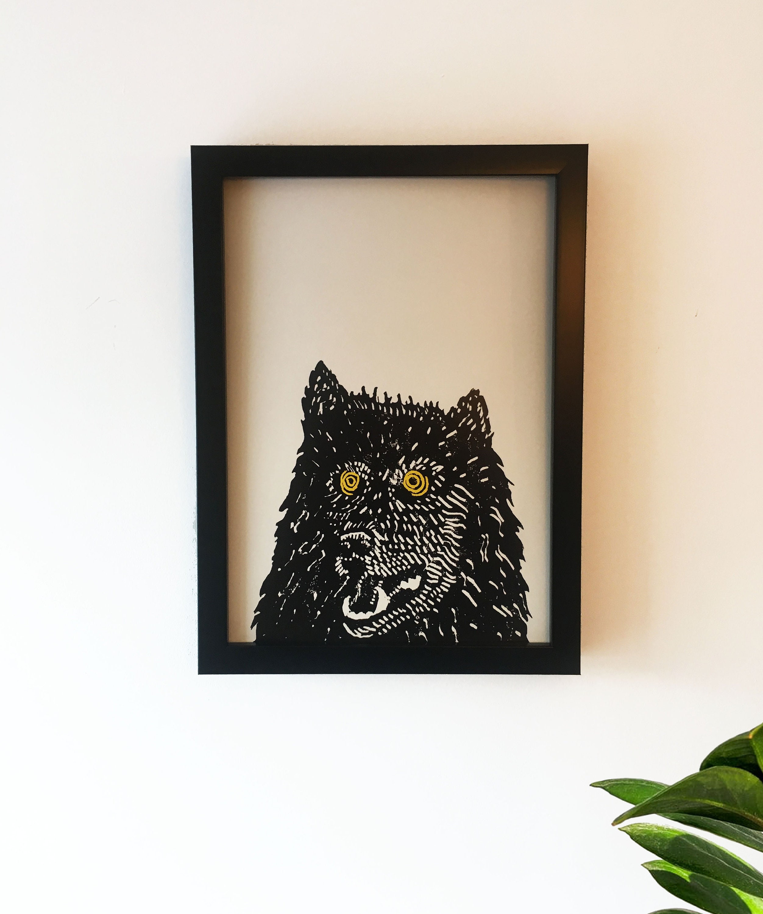 Wolf lino cut linoprint art print | Etsy