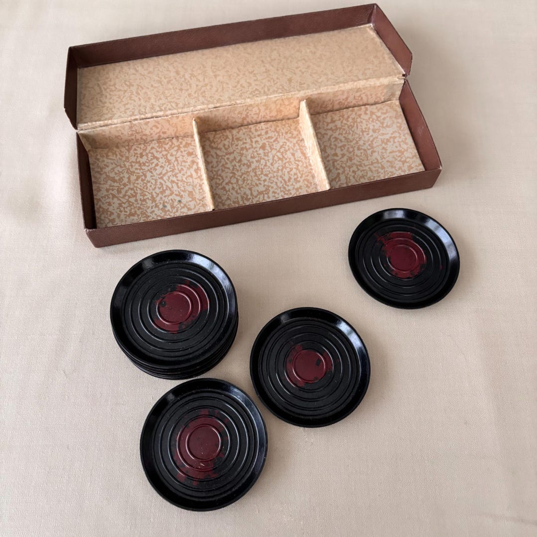Vintage Bakelite Coasters in Box - Etsy