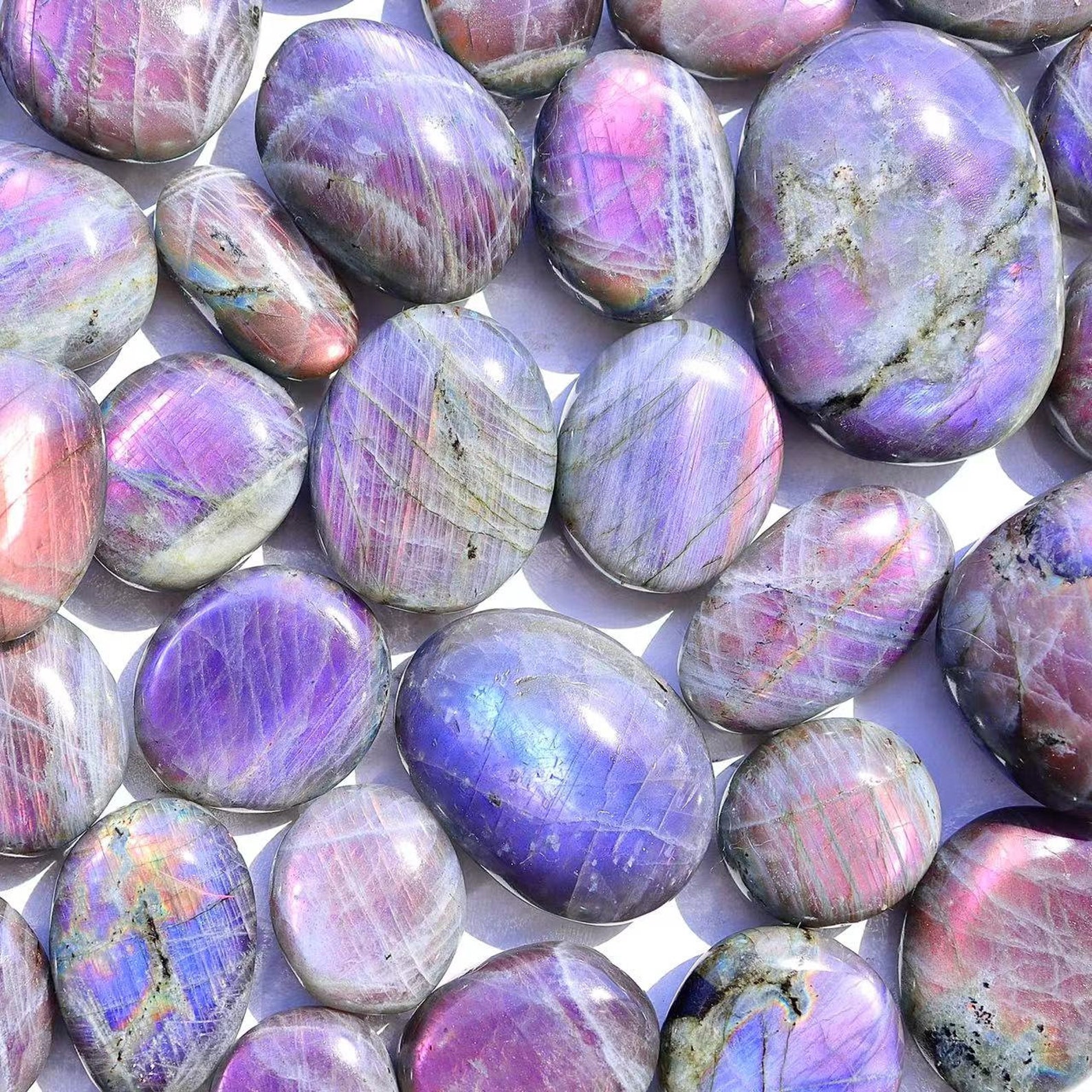Super Flashy Purple Labradorite Palm Stone - Sunset Pink Labradorite ...