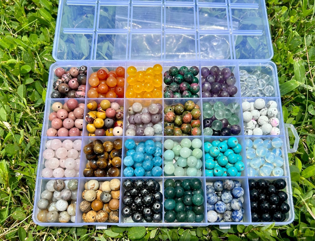 24 Options Round Gemstone Chip Beads Kit - Chakra Crystal Chip Mix ...