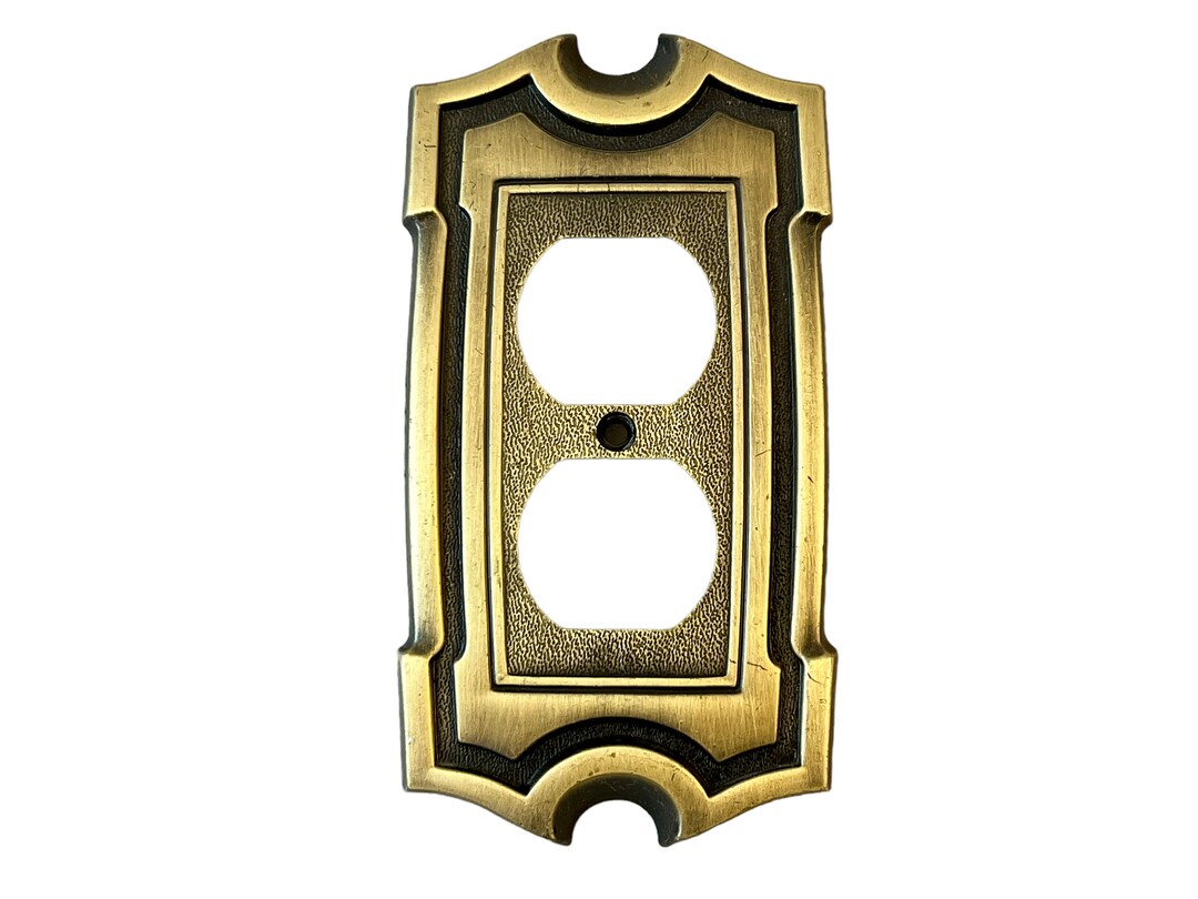 Vintage Power Outlet Wall Plate, Bronze Finish Duplex Plug Cover, 1970 ...