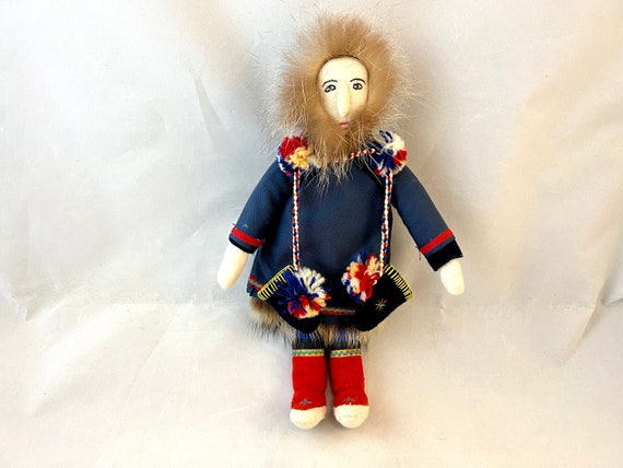 Vintage Inuit Doll Canadian Indigenous Folk Art Cloth Fur | Etsy