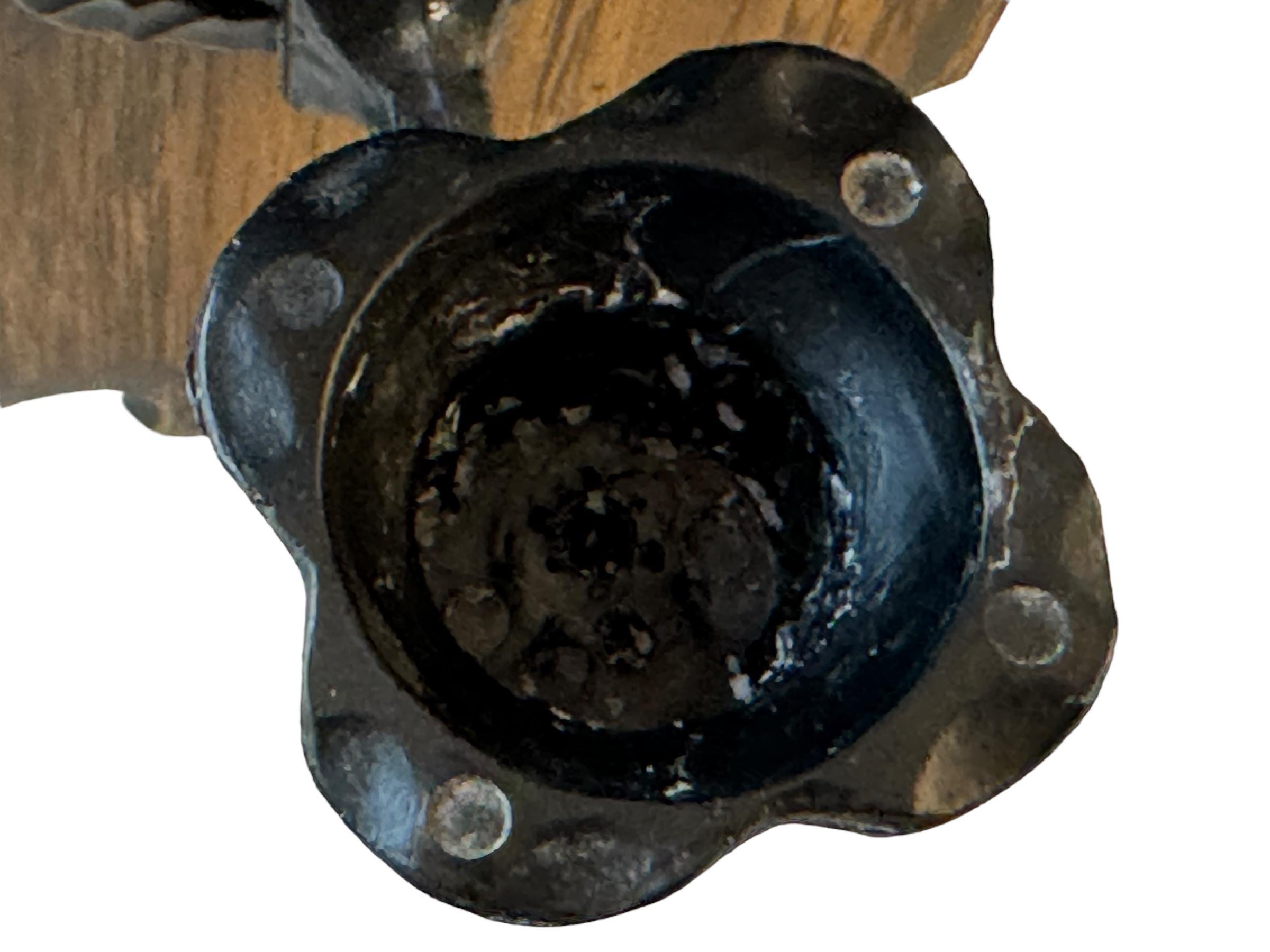 Vintage Wall Sconces, Faux Wood and Black Plastic Taper Candle Holders ...