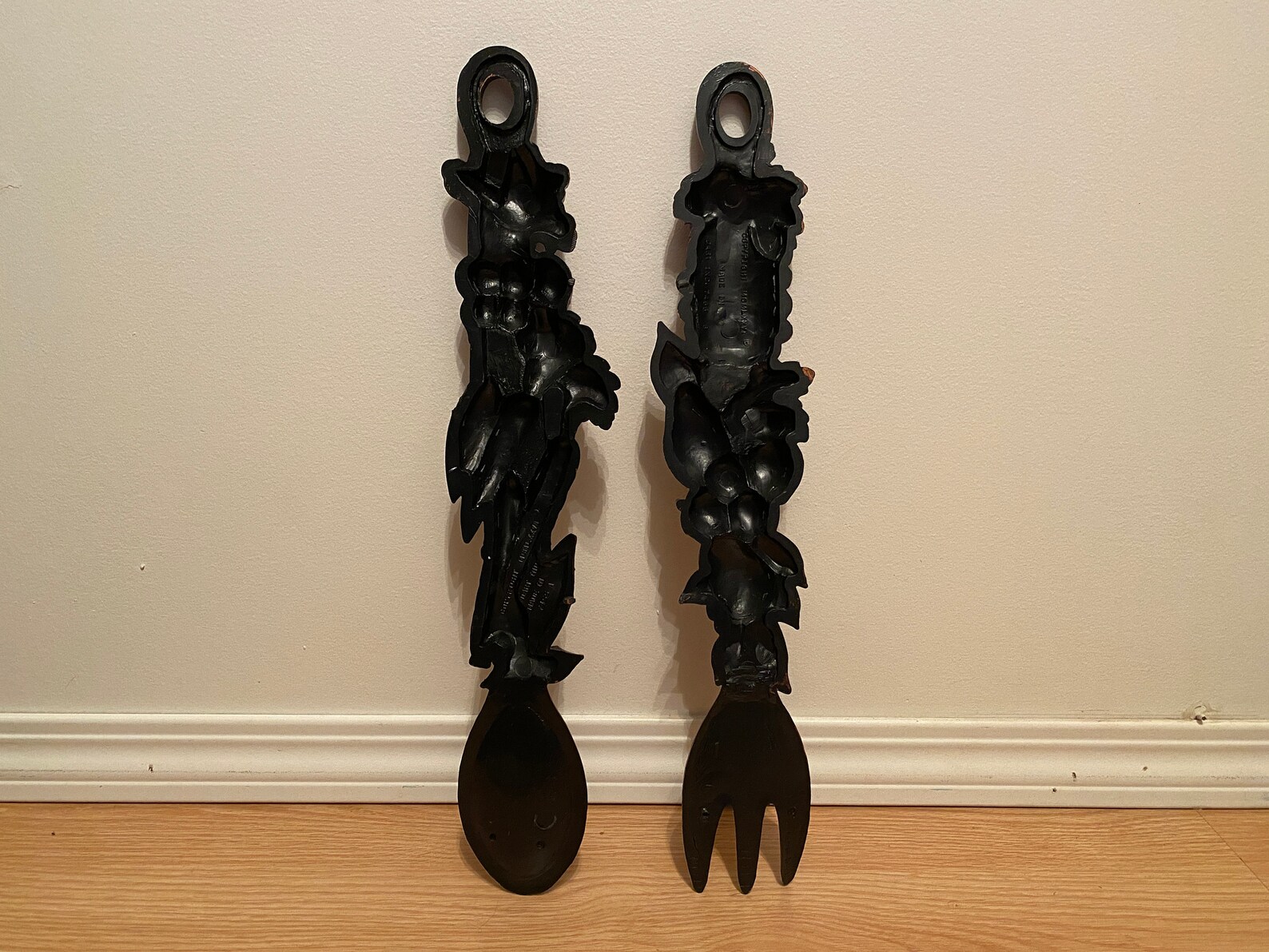 Vintage Oversize Utensils, Syroco Faux Copper Fork and Spoon Wall ...