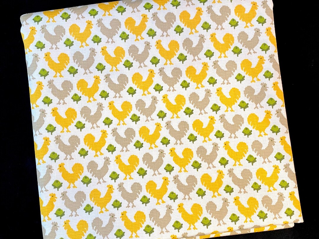 Vintage Rooster Fabric, Chicken Material, Upholstery, Curtains ...