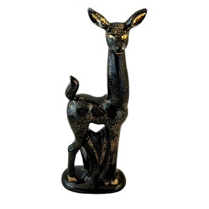 Vintage MCM Deer Figurine, Mid Century Stylized Ceramic Doe Statue ...