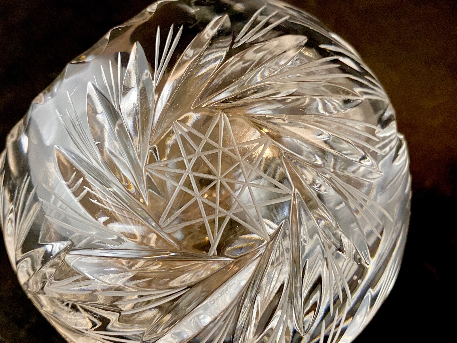 Vintage Crystal Ashtray Pinwheel Pattern Clear Glass Sphere | Etsy