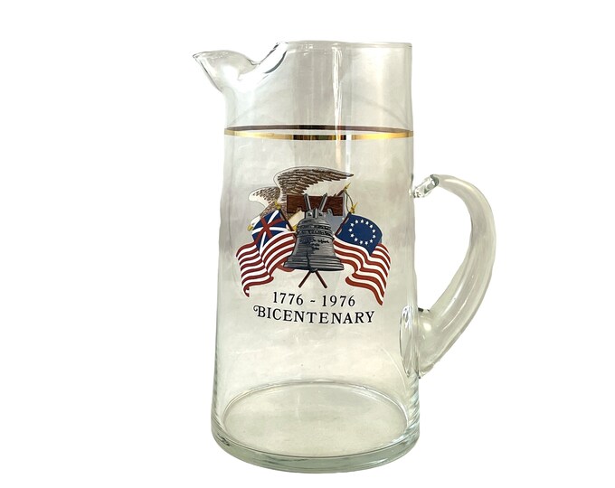 Vintage American Bicentennial Glass Pitcher, Patriotic July 4th Barware ...