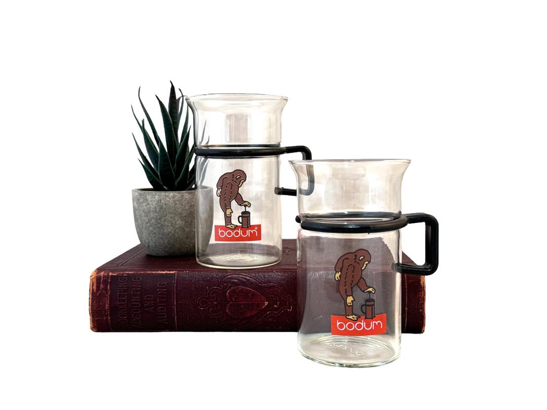 Vintage Bodum Monkey Mugs, Tall Glass Cappucino, Coffee Handled Cups ...