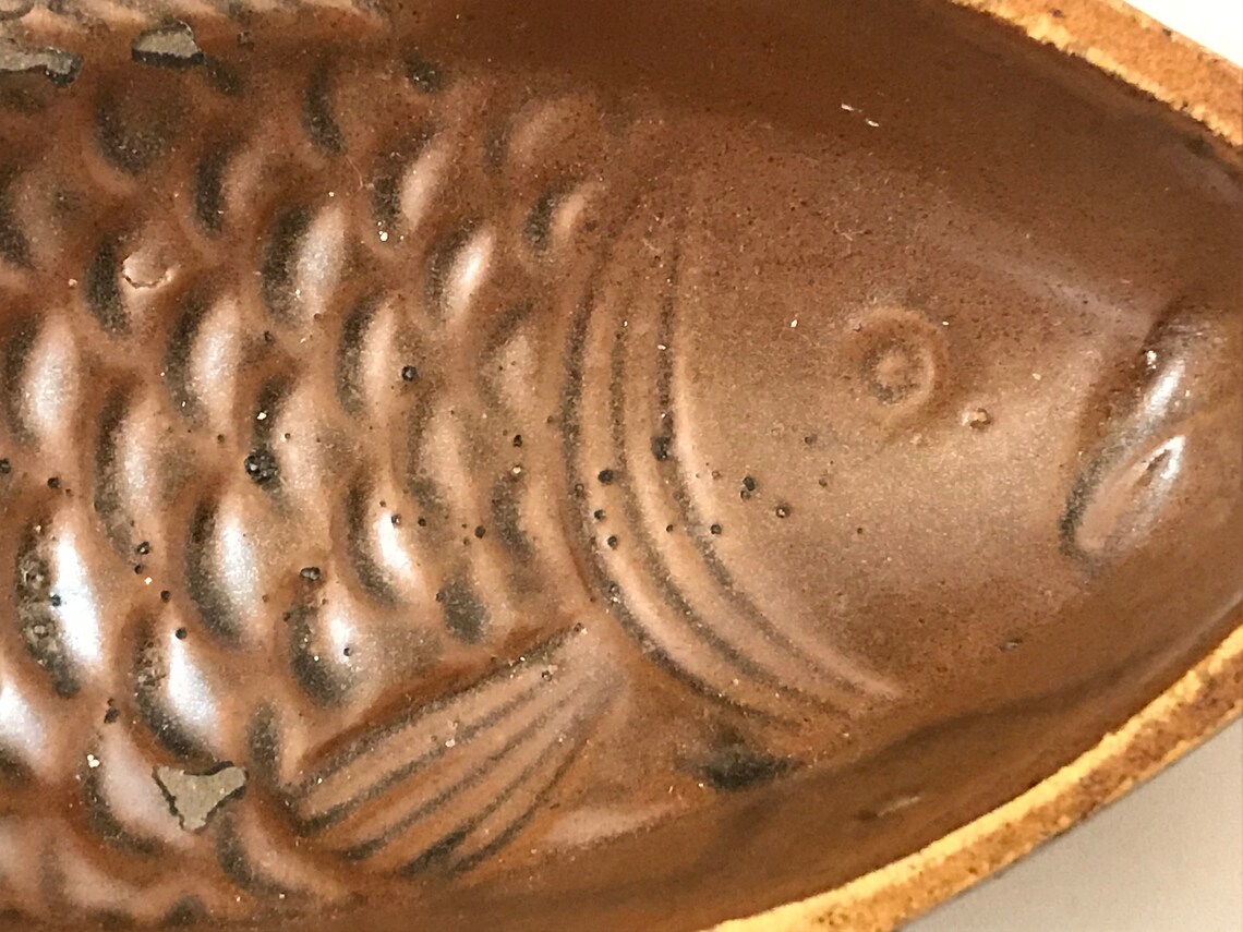 Vintage Fish Terrine Mold, Antique Redware Stoneware Earthenware Clay ...