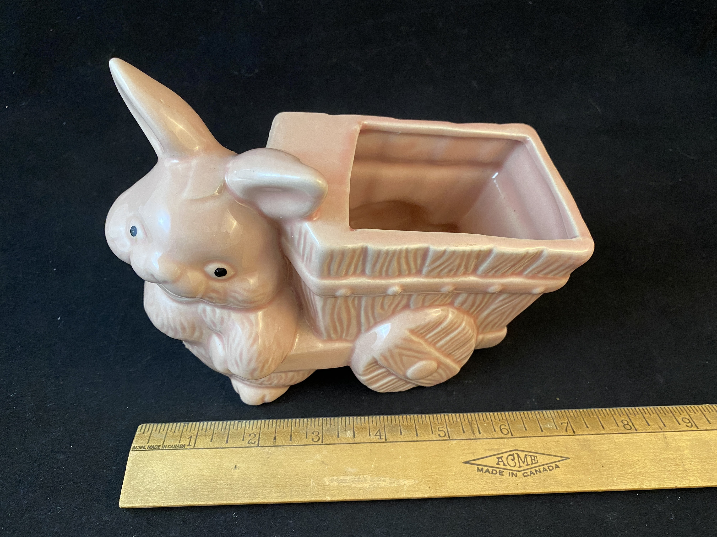 Vintage Bunny Planter Rabbit Pulling Cart Pink Ceramic - Etsy Denmark