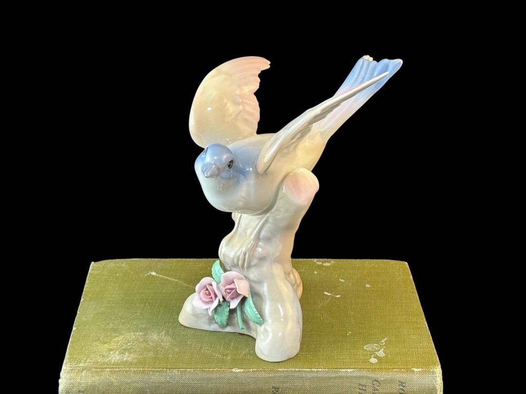 Vintage Porcelain Bluebird Figurine, Porcelanas Miguel Requena Bird ...