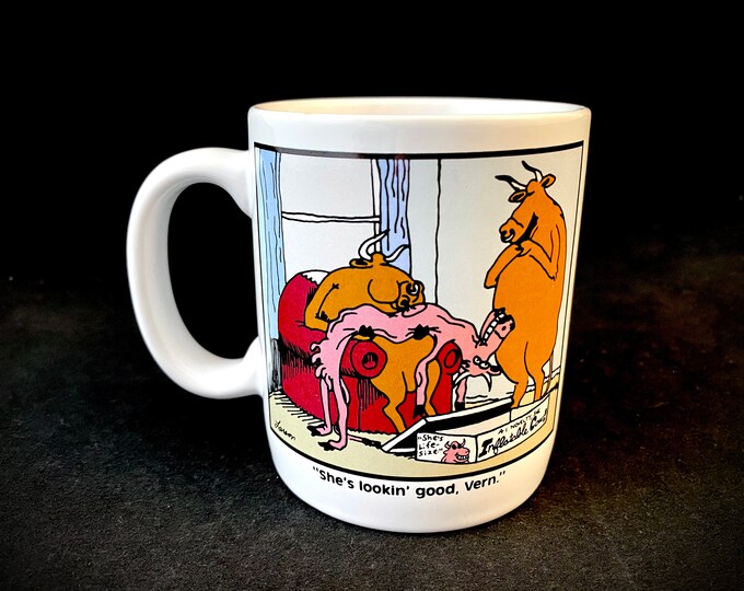 Vintage Far Side Inflatable Cow Coffee Mug, She's Lookin Good Vern ...