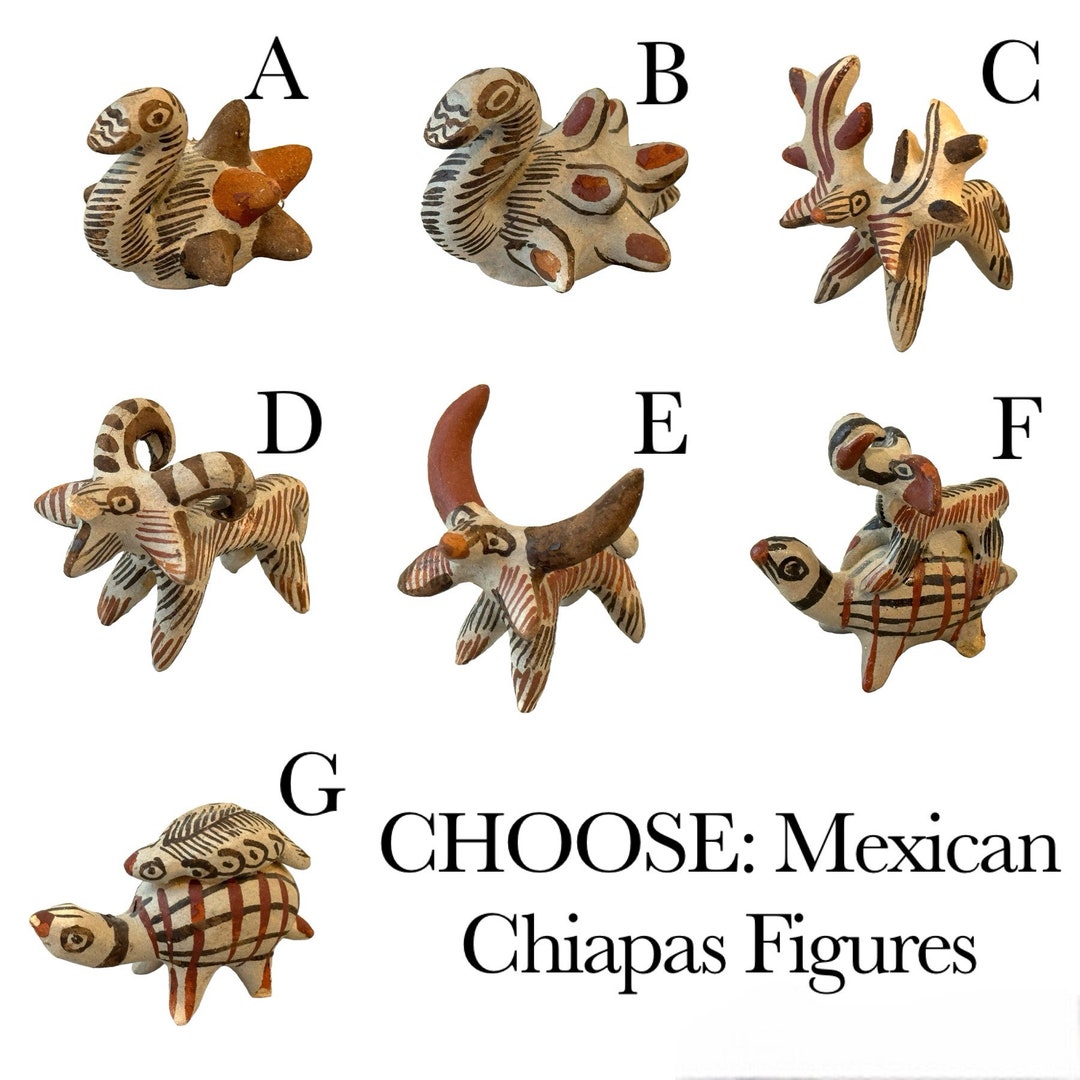Vintage Mexican Pottery Animal Miniatures, Chiapas Clay Figurines ...