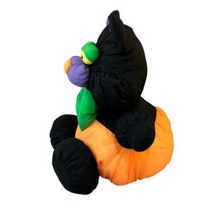 Vintage Halloween Cat Plush, Black Kitty in Pumpkin Toy, Parachute ...