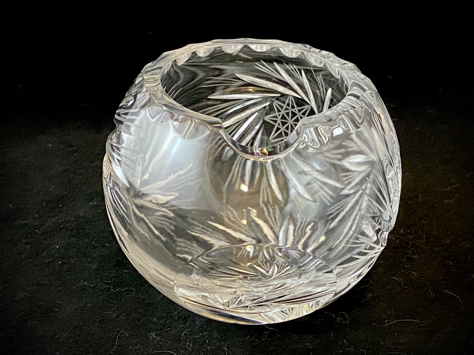 Vintage Crystal Ashtray Pinwheel Pattern Clear Glass Sphere | Etsy