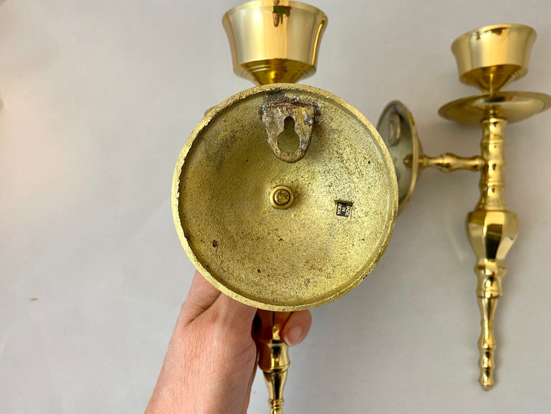 Vintage Brass Sconces Wall Mounted Taper Candle Holders | Etsy