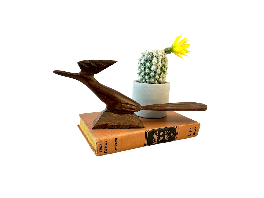 Vintage Ironwood Roadrunner Figurine, Carved Wood Running Bird Statue ...