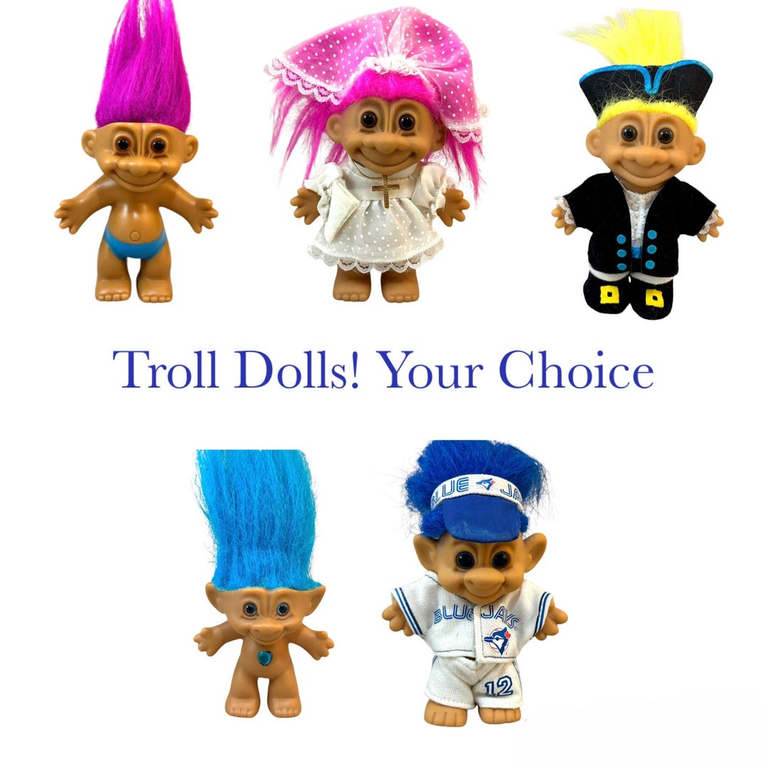 Vintage Troll Dolls, Russ Berrie, Forest Trolls, Ace, 1990's Toy ...