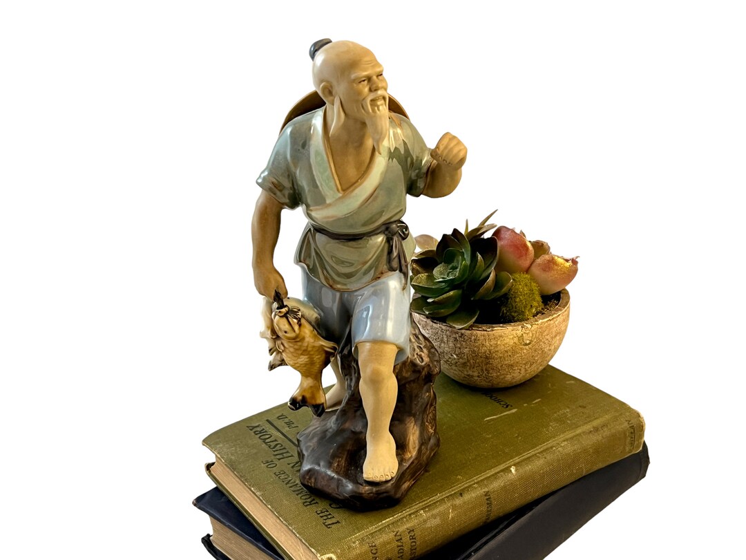 Vintage Wanjiang Mudman Fisherman Figure NO POLE, Chinese Fishing Man ...