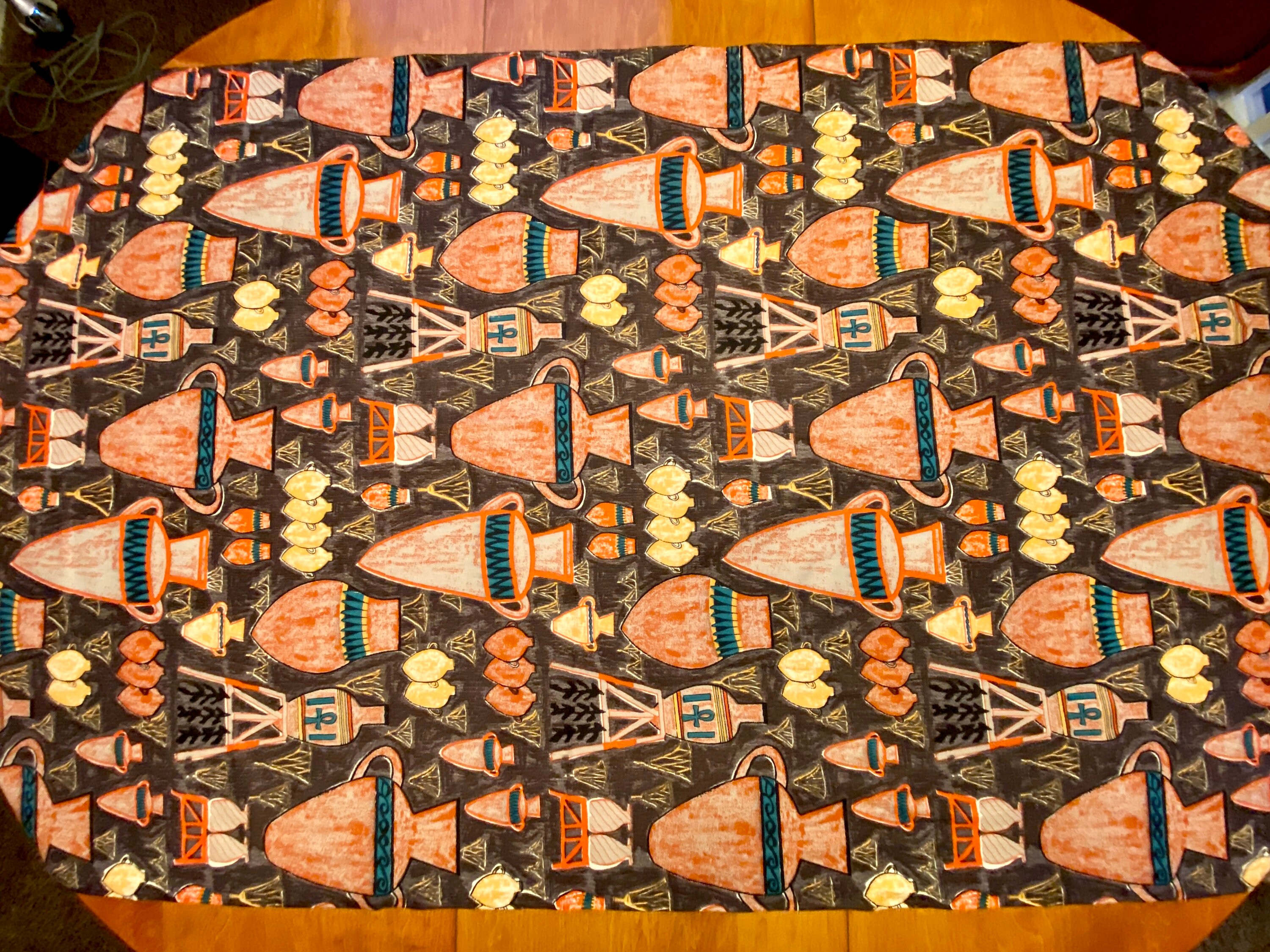 Vintage Fabric Mid Century Modern Pottery Design Orange - Etsy