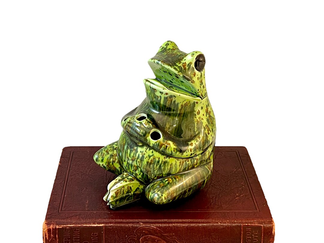 Vintage Ceramic Frog Vase, Holds Flowers, Pencils, Brushes, Accent ...