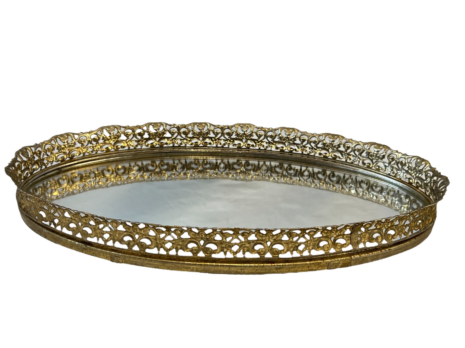 Vintage Mirror Tray Oval Mirrored Dresser Vanity Perfume - Etsy