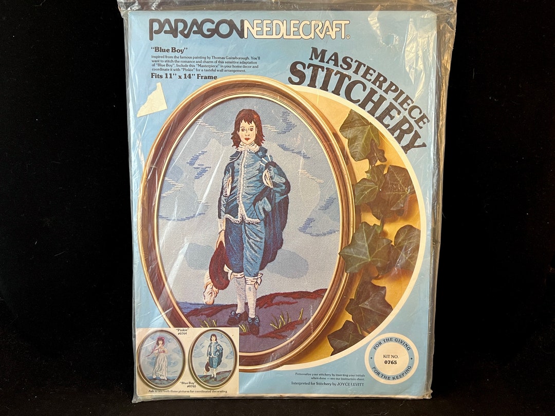 Vintage Blue Boy Crewel Kit, Paragon Needlecraft Masterpiece Stitchery ...
