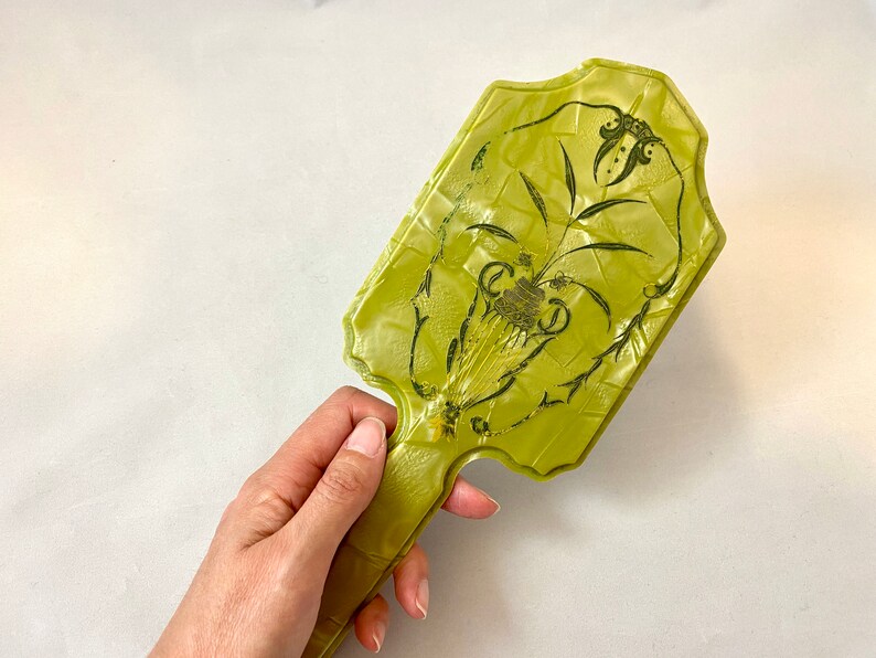 Vintage Hand Mirror Art Deco Light Green Marble Celluloid - Etsy