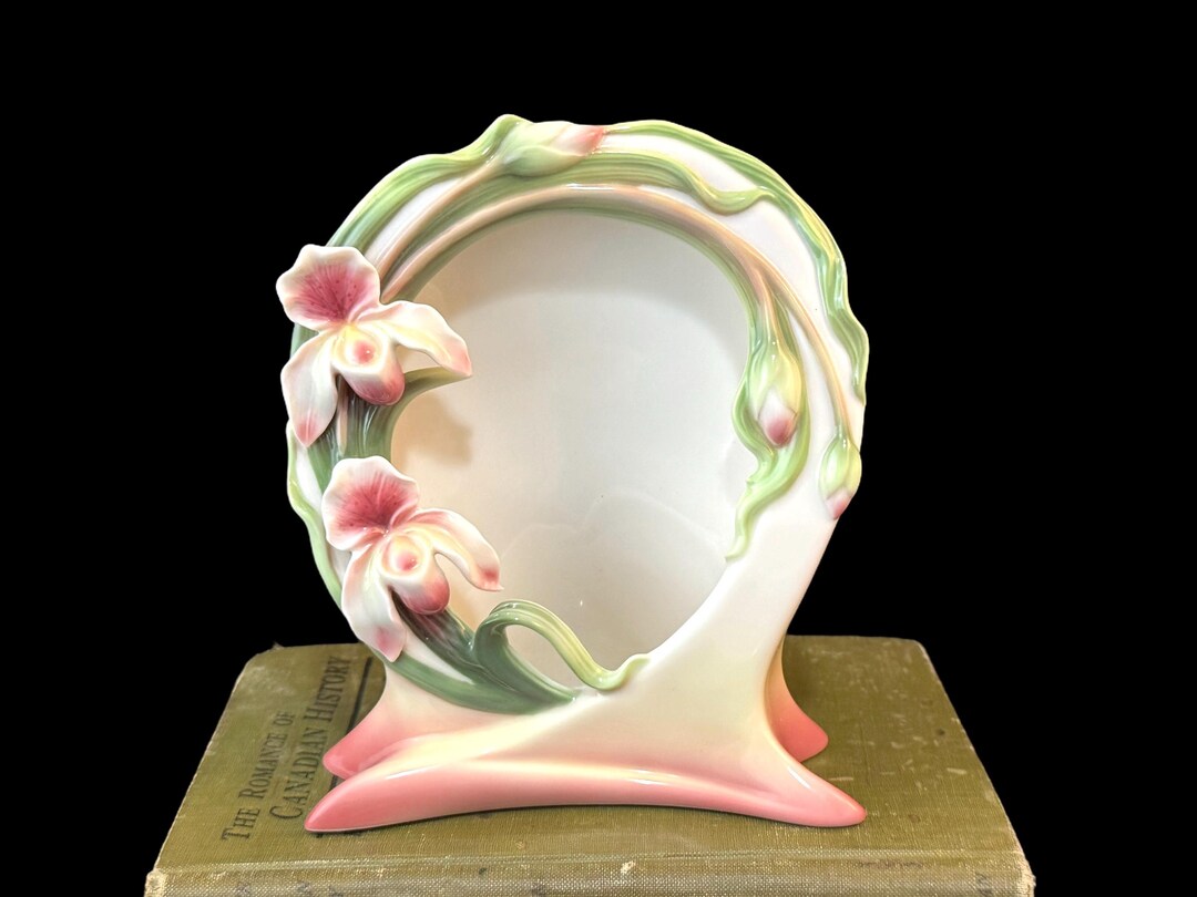 Vintage Franz Orchid Picture Frame, Porcelain Photo Display, Pink ...
