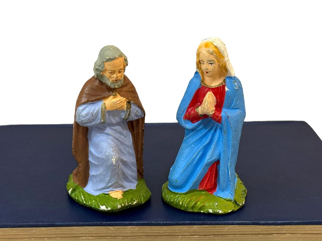 Vintage Italian Nativity Mary and Joseph Figures, Nardi Plaster ...