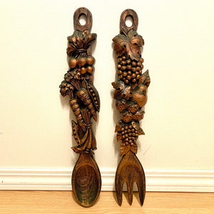 Vintage Oversize Utensils, Syroco Faux Copper Fork and Spoon Wall ...