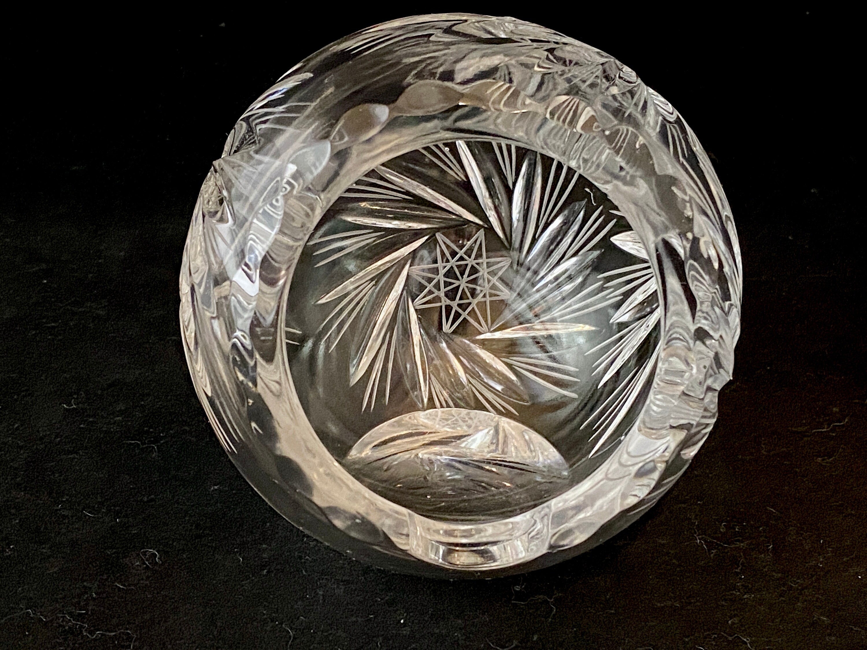 Vintage Crystal Ashtray Pinwheel Pattern Clear Glass Sphere - Etsy